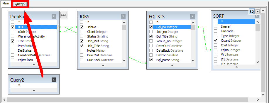 Data Outputs Tab > Query Creations > Building a query with sub-queries > Working with derived tables