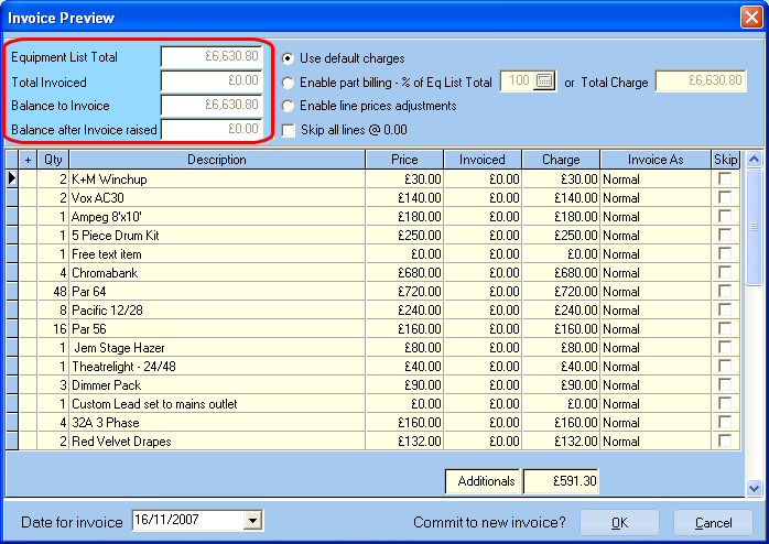 Understanding the Invoice Preview Window Header